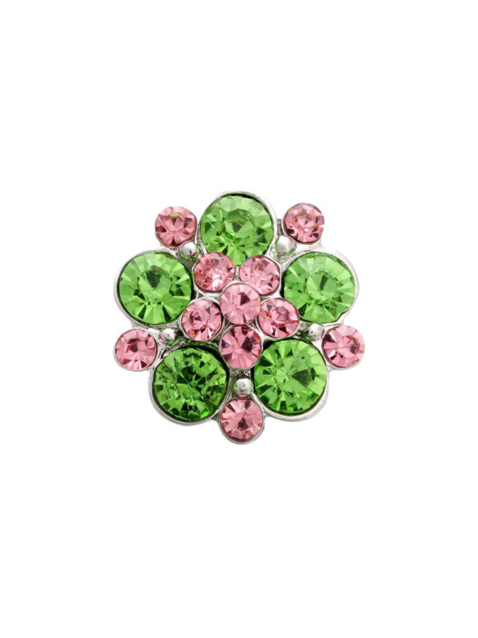 20 mm Pink & Green Flower Snap - Oh Snap Jewellery
